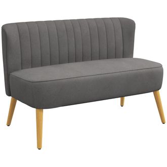 HOMCOM Sofa 2 Sitzer Couch, Kleine Loveseat mit Samt-Optik Modern Polstersofa f&uuml;r Wohnzimmer, Schlafzimmer, kleinen Raum, Dunkelgrau 117 x 56,5 x 77 cm