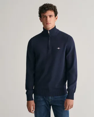GANT Troyer CASUAL COTTON HALF ZIP mit grafischer Logostickerei auf der Brust