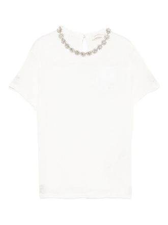 Zimmermann t-shirt &agrave; ornements en cristal - Blanc