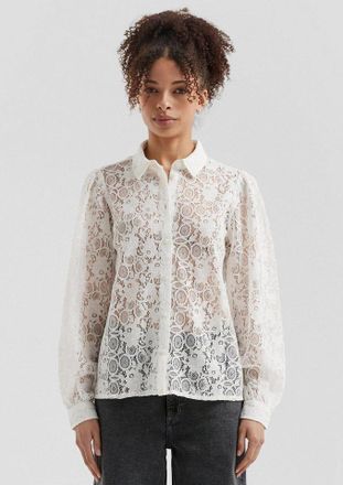 QS by s.Oliver Langarmbluse Bluse Spitzenbluse mit Knopfleiste