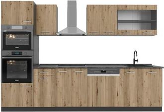 Vicco Cuisine R-Line, Chêne Artisan/Anthracite, 300 cm avec Armoire Haute, PT Anthracite