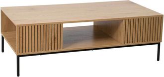 Oviala Couchtisch aus Stahl und MDF mit Melamindekor 120 cm beige