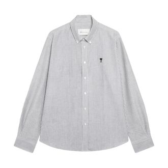 Ami Chemise Quota &agrave; col boutonn&eacute; et logo contrast&eacute; - Femme - Blouses et Chemises - Multicolore - Taille: 38 FR