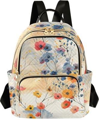 Mnsruu Mini sac à dos pour femme, feuilles jaunes, fleurs vertes, encre, petits sacs à dos tendance pour femmes, sac à dos décontracté, Multi688, M