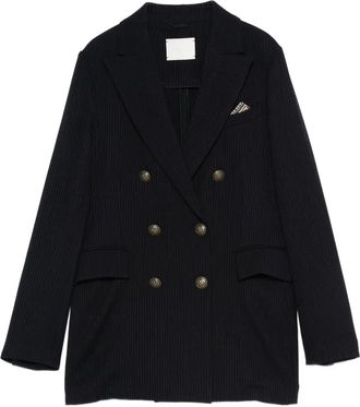 Circolo 1901 manteau croisé à fines rayures - Bleu