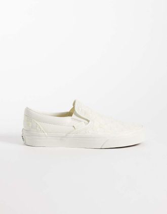 Vans Classic Slip-On Sneaker mit Schachbrettmuster in Wollwei&szlig;
