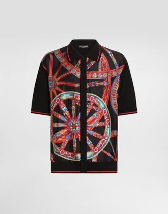 Dolce & Gabbana Hemd Aus Seide Mit Carretto-print - Mann Strickwaren Multicolor M
