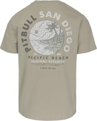 Pitbull T-shirt pour homme - Coupe droite - Planet Surf - En coton - 170 g - Grand imprimé dans le dos - Design San Diego Surf - Col rond - Look streetwear dé