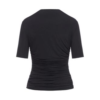 Alaia Gathered Viscose T-Shirt - Black