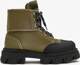 Ganni Bottes de trail en toile verte Vert Coton - Taille 42 - Pour Femme
