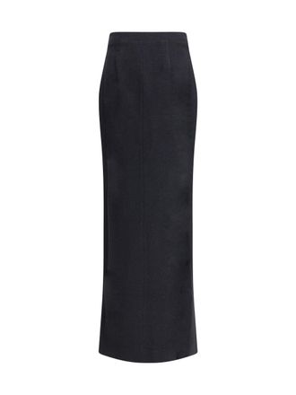 Alessandra Rich Womens Tweed Long Skirt Black Fleece Wool; Polyamide