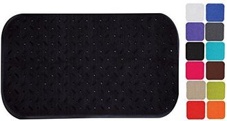 MSV Premium Duschmatte Badematte Badewannenmatte Badewanneneinlage antibakteriell rutschfest mit Saugnäpfen-Schwarz-duftet nach Rosen-ca. 36 x 65 cm-wasch