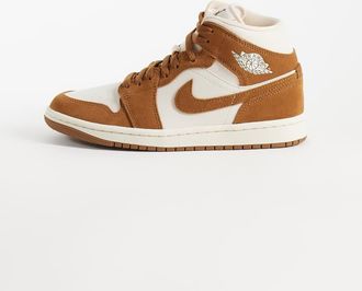 Nike Jordan Nike Air Jordan 1 Mid baskets marron et blanc cass&eacute;