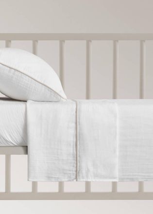 Mango Drap plat berceau gaze de coton liser&eacute; en contraste blanc - Home - 100x150cm - MANGO HOME