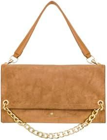 Queen Helena Sac à bandoulière en daim avec bandoulière amovible pour femme LW193, marron