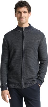 Tom Tailor Herren 1049482 Strickjacke mit Rei&szlig;verschluss, 39373-Navy Offwhite Dot Stripe, XXL