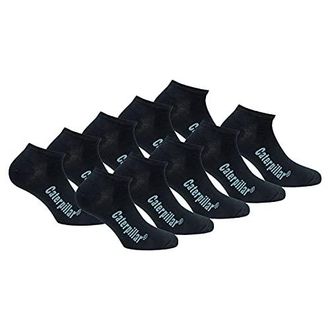 CAT Caterpillar Sneaker 10 paires Chaussettes courtes, hauteur cheville, en coton doux (Noir, 47-50)