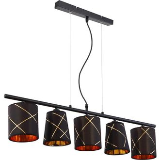 ETC Shop Suspension table &agrave; manger dimmable avec t&eacute;l&eacute;commande Suspension led or noir 5 flammes lampe de salle &agrave; manger, avec changement de couleur rvb, lignes