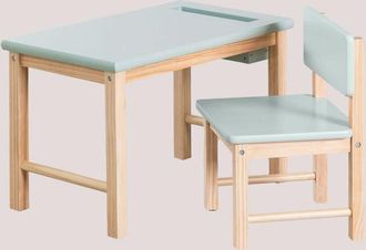 Sklum Sklum - Ensemble table et chaise en bois Dakota Kids Céladon