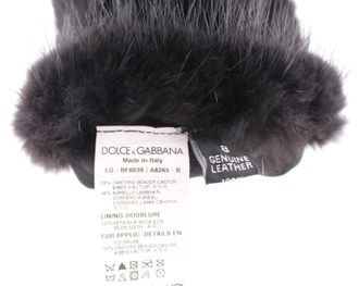 Dolce & Gabbana Womens Black Beaver Fur Lambskin Leather Elbow Gloves