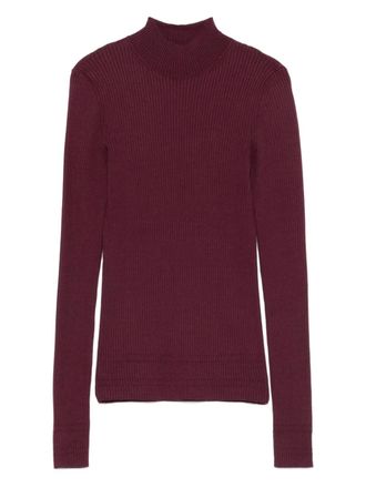Twin-Set haut côtelé à col montant - Rouge