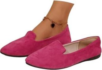 Generic Chaussures plates à enfiler pour femme - Bout pointu - En textile - Chaussures de marche décontractées pour lautomne - Largeur moyenne - Motif uni - R