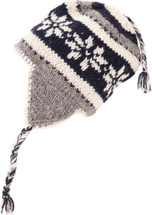 Guru Shop Bonnet en laine avec cache-oreilles - Bonnet norvégien - Bonnet dhiver - Pour homme et femme - Rouge - Taille unique, gris/bleu, taille unique