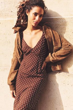 Gerard Darel Robe sans manche &agrave; pois - RACINE - Marron