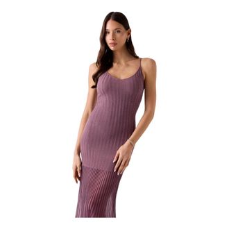 Guess Femme, Robes, Violet, Taille: 40 FR Robe longue Meena &agrave; jupe transparente c&ocirc;tel&eacute;e