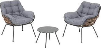 Hesperide Gartengarnitur-Duo PAOPAO Graphit - 2 Plätze - epoxidbeschichteter Stahl - verstärkte Rostschutzbehandlung - Grau/Graphit