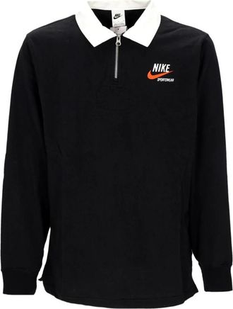 Nike Langarm-Poloshirt Sport Trend Rugby - - Sport - Herren - Schwarzk - XL