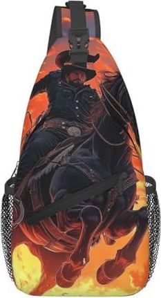 Generic Sac &agrave; dos de cowboy en corde, dos de cheval, coucher de soleil dor&eacute;, sac &agrave; bandouli&egrave;re de voyage pour homme, sac &agrave; dos de randonn&eacute;e