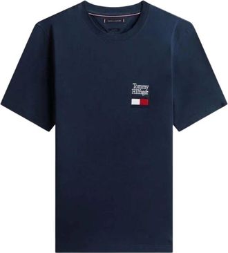 Tommy Hilfiger Homme, Tops, Bleu, Taille: S Brand Love Text Stack Tee