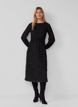 s.Oliver Midikleid Kleid Midi-Samtkleid mit U-Boot-Ausschnitt