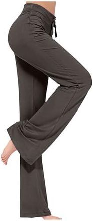 Generic Pantalon de yoga pour femme - Pantalon de sport - Pantalon de yoga pour femme - Cordon de serrage élastique - Taille haute - Jambe large - Confortable