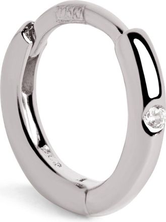 Singularu Einzelner Creolen-Ohrring Klein Spark M. Sterlingsilber mit Rhodium-Beschichtung und Zirkonia. Schmuck für Damen