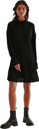 NA-KD Damen Minikleid mit R&uuml;schendetail L&auml;ssiges Kleid, Schwarz, 38