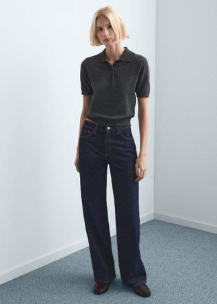 Mango Jean Danila large taille haute bleu - Femme - 32 - MANGO