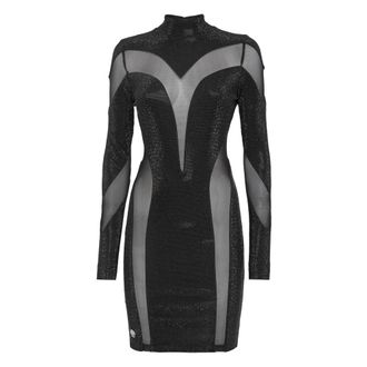Philipp Plein Mini Kleid mit Kristallen - - Dresses - Damen - Schwarzk - S