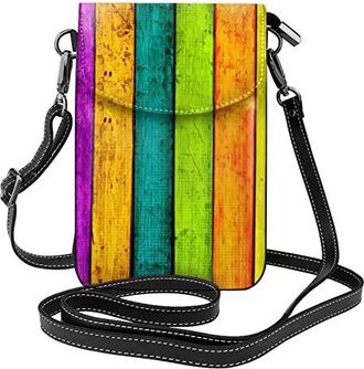 IUBBKI Porte-monnaie en bois coloré pour téléphone portable - Petit portefeuille en cuir à bandoulière pour femmes, sac à bandoulière, carte de transport, co