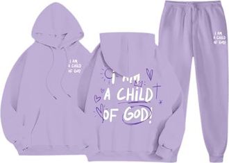 Generic Ensemble D&eacute;contract&eacute; pour Femme Deux Pi&egrave;ces Sweat &Agrave; Capuche avec Imprim&eacute; Lettres Confortable Pullover Sweat Et Pantalon De Jogging pour Port pour Femm