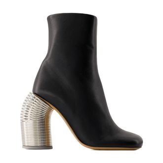 Off-white Womens Silver Spring Ankle Boot Black Leather