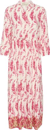 Cream Kleid CRAlora Damen Kleid 3/4 Arm Print Maxikleid Casual Maxi A-Linie Boho S/M, Pink Flower