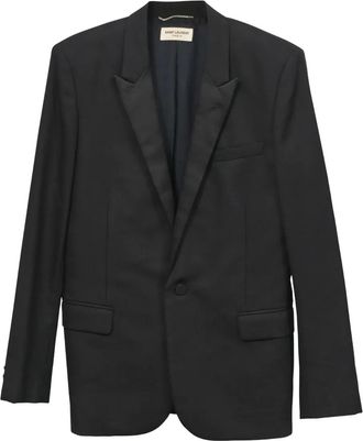 Saint Laurent blazer à revers en satin - Noir