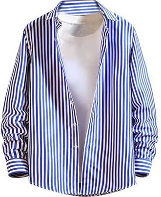 Generic Chemise &agrave; Manches Longues ray&eacute;e pour Homme - Coupe Droite de Loisirs Respirante S&eacute;chage Rapide f&ecirc;te Stretch dext&eacute;rieur l&eacute;g&egrave;re et Douce