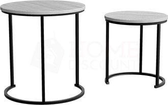 Home Discount Home Discount - Brooklyn Rundes Nest Beistelltische Set 2er, mdf, Grau