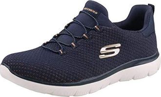 Skechers Femme Summits Bright Bezel Sneaker, Navy Knit/Gold Tim, 38.5 EU