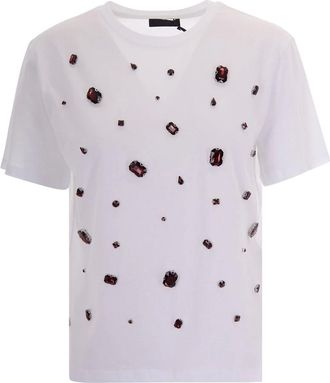Liu Jo Femme, Tops, Blanc, Taille: 38 FR T-shirt &agrave; col rond