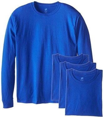Hanes Lot de 4 t-Shirts ComfortSoft L/S &agrave; Manches Longues pour Homme, Bleu Roi Profond, XXL