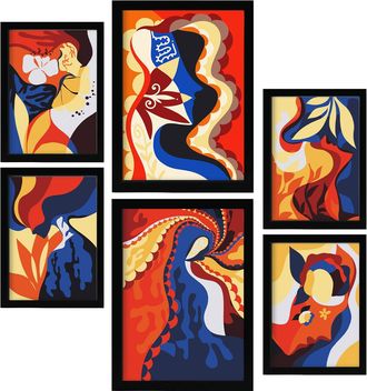 Nacnic 6er-Set Rococo Arts 2 Poster. In Weibliche Zusammenfassung. Ästhetische dekorative Gemälde für Ihr Wohnzimmer, Schlafzimmer, Zuhause Größen A4 und A3 